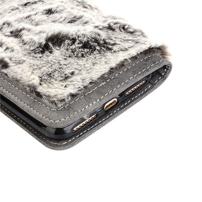 Flip Wallet Fur Leather Phone Case for iPhone 7Plus, For iPhone 8 Plus Fur Wallet Case