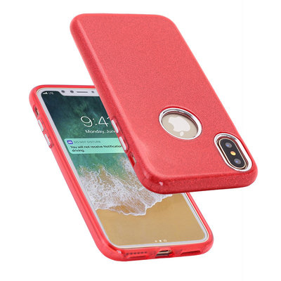 New design 3 in 1 soft tpu hard pc paper bling bling phone case for iphone x glitter case