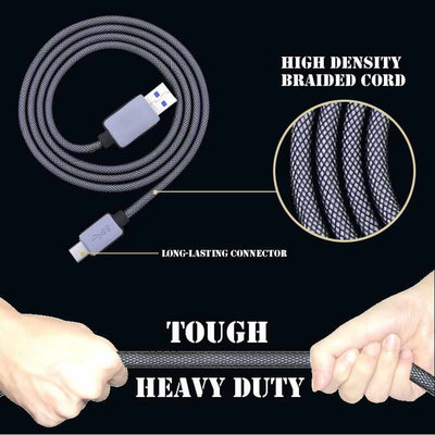 High Destiny Braided cord tough heavy duty fast charging data nylon type c cable USB 3.1 type C cable