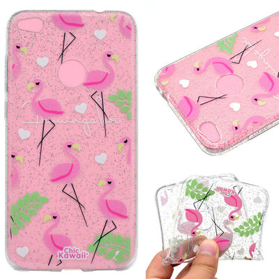 Bling glitter clear transparent soft tpu mobile phone case for huawei p8 lite
