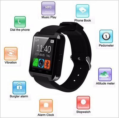 Women men HD Touch Screen Android Wrist Watch Healthy life 1.44 inch MTK6261 U8 Bluetooth Smart Watch