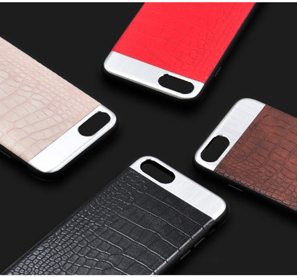 TPU PC PU leather metal 4 in 1 Upscale business luxury crocodile leather pattern phone case cover for iPhoneX 8 7 6Splus