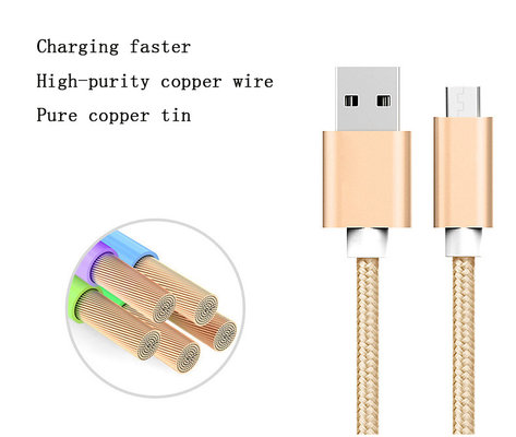 USB Type C Cable Braided Charging Micro USB Cable High Speed Charging Cord Metal Housing For Note 8 for huawei xiaomi