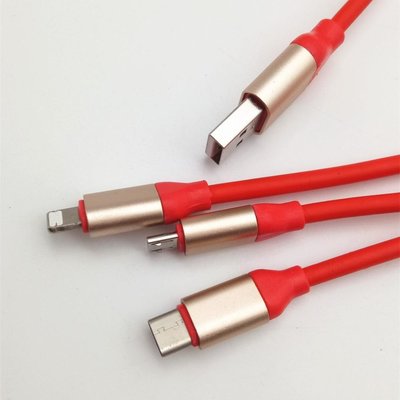 1.2 M 3 in1 Multi-Function Durable TPE Micro USB Type C  charging Cable Cord For iPhone and Samsung smartphones
