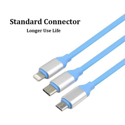 1.2 M 3 in1 Multi-Function Durable TPE Micro USB Type C  charging Cable Cord For iPhone and Samsung smartphones