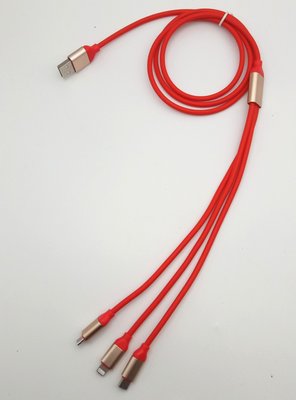 1.2 M 3 in1 Multi-Function Durable TPE Micro USB Type C  charging Cable Cord For iPhone and Samsung smartphones