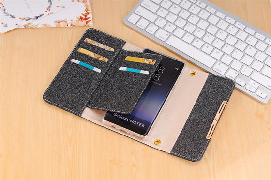 2 in1 With Portable chain Hand Bling Crystal Diamond leather wallet phone case for samsung note 8