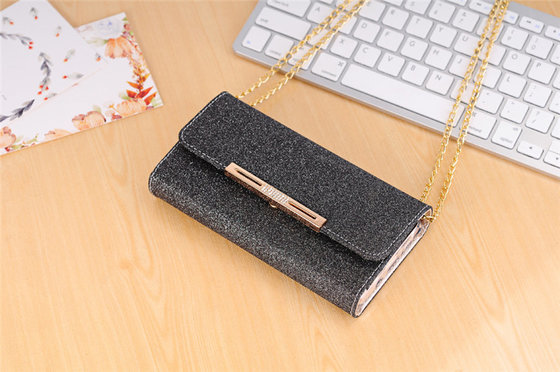 2 in1 With Portable chain Hand Bling Crystal Diamond leather wallet phone case for samsung note 8