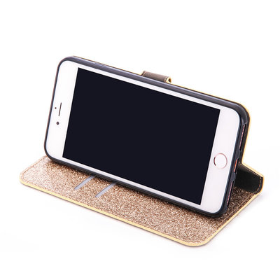 High Quality Pearl Design Diamond Stand Bling Crystal Leather Wallet Phone Case For iPhone 8/7