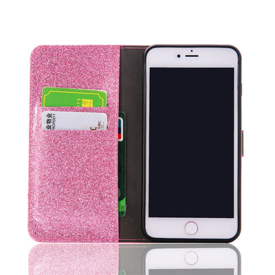 High Quality Pearl Design Diamond Stand Bling Crystal Leather Wallet Phone Case For iPhone 8/7