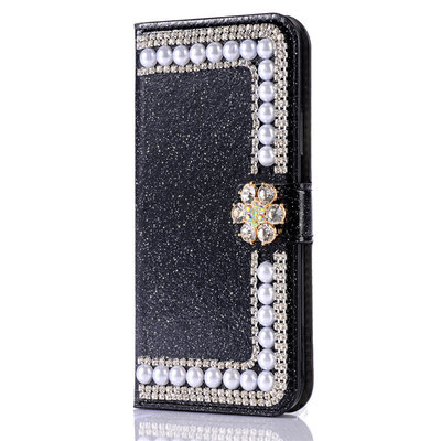 Luxury  Diamonds Cover Leather Wallet Case With Card Slot Bling Phone Case For iPhone X