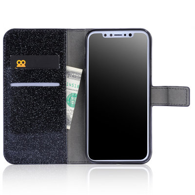 Luxury  Diamonds Cover Leather Wallet Case With Card Slot Bling Phone Case For iPhone X