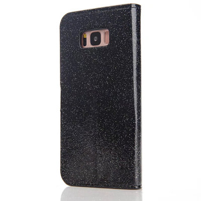 Book style shinny stand bling diamond leather wallet phone case for samsung s8 s8 plus