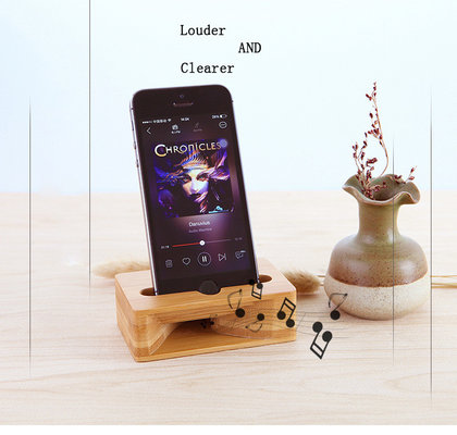 Carbonized bamboo phone stand with a Physical loudspeaker for iphoneX 8plus for samsung note8 S8