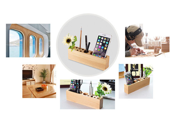 Carbonized bamboo phone stand  with a Pen holder for iphoneX 6splus for samsung S6 EDGE