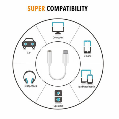 TPE usb converter type c to 3.5mmDC audio aux headphone cable male type c Adapter otg