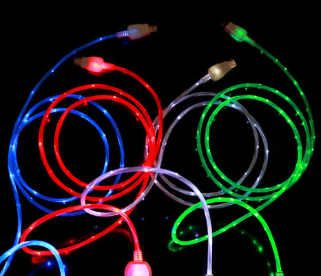 Type c iPhone lighting micro usb LED light shining bright night light USB cable