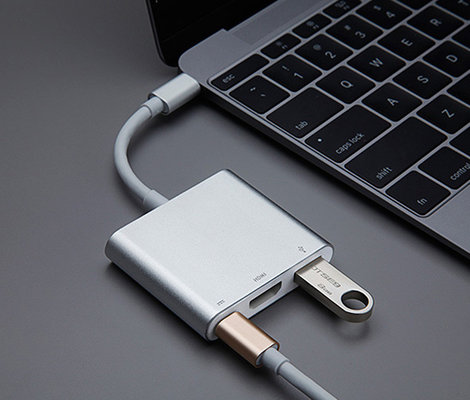 Type c to HDMI HD adapter and Aluminum alloy silver USB3.1 faster data cable
