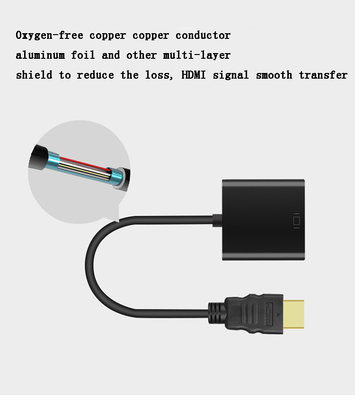 HDMI to VGA white adapter support 1080P HD TV Oxygen free copper converter