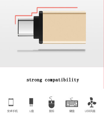 Type c 3.1 to USB3.0 female gold aluminum alloy adapter support  OTG functions