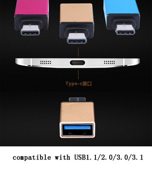 Type c 3.1 to USB3.0 female gold aluminum alloy adapter support  OTG functions