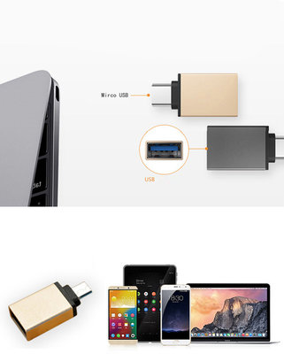 Micro USB to USB female gold aluminum alloy adapter support  OTG functions