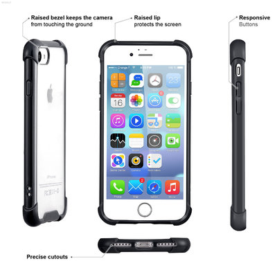 Clear TPU PC Hybrid Combo Shockproof Transparent Cell Phone Case for iPhone 8