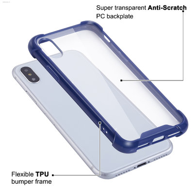 Shockproof TPU PC Transparent Mobile Phone Case for iPhone x Clear Case Back Cover