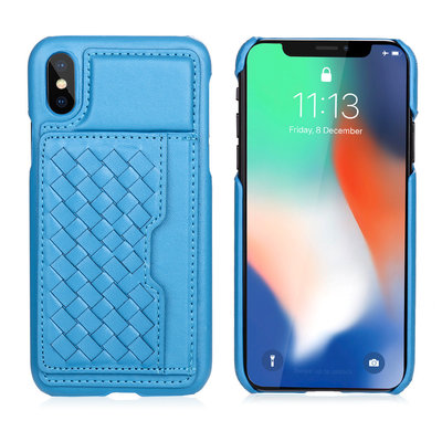Fashion Hand Knitted Weave Design Flip Cover  PU Leather Card Slot Phone Case For iPhone X