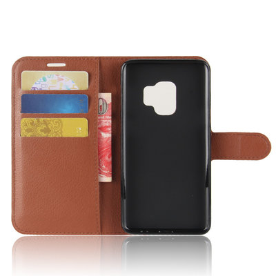 2018 Litchi Pattern Flip PU Leather Holder Stand Card Slot Cellphone Case Wallet for Samsung Galaxy S9