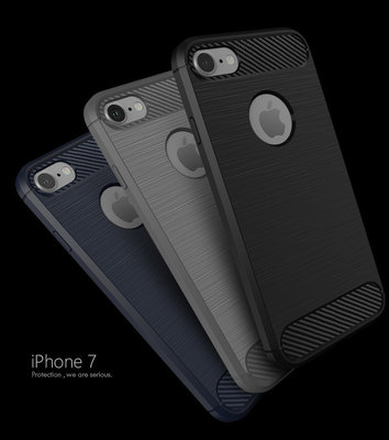 Black soft TPU mobile phone case for iphone 8, for iphone 8 brushed carbon fiber phone case