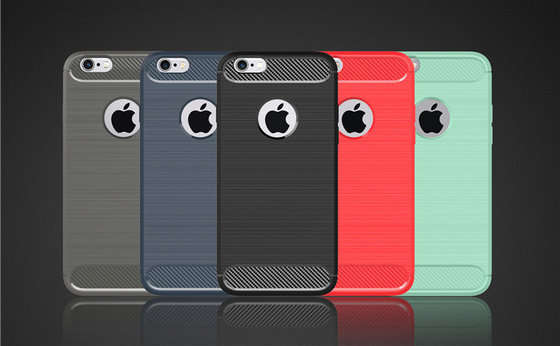 Carbon Fiber Pattern Soft TPU Shockproof Mobile Phone Case for iPhone 8 Plus