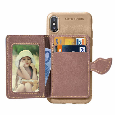 2018 Summer Leaf Buckle Card Slots Camera Photos Holder Wallet Stand Flip Pu Leather Phone Case For iPhone X