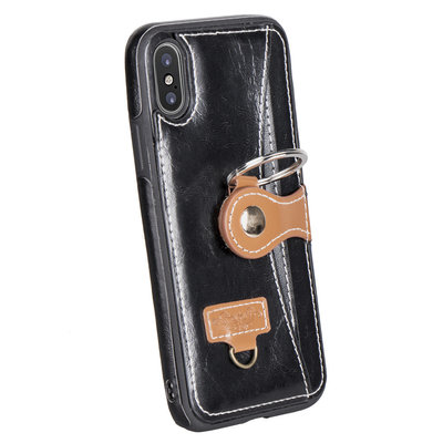 2018 Summer New Classic PU Leather Phone Case for iPhone X Case with Card Slot Ring Holder