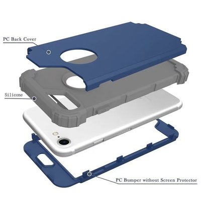 3 in 1 Robot Full Protective Air Cushion Phone Cover Shockproof Case for iPhone 8