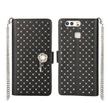 Glitter powder colorful Flip bling bling diamond leather wallet case for Huawei P9