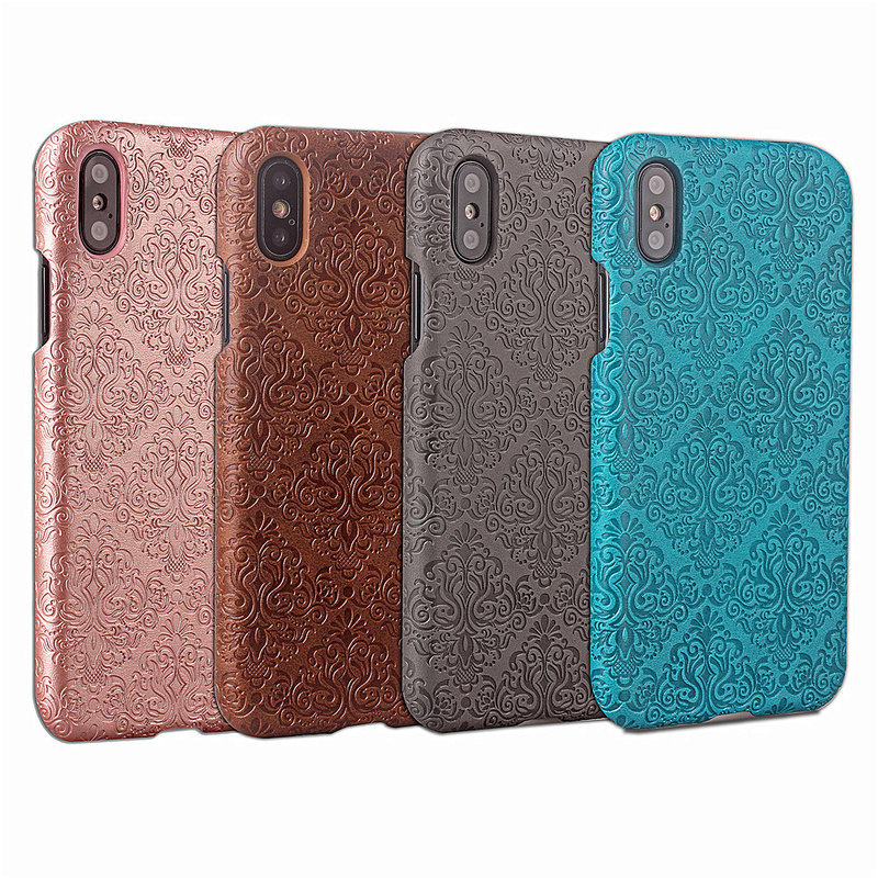 Flower Embossing pattern PU Leather Card Slots Phone Skin Hard Back Cover case For Iphone x s 7 7 plus 6 6 plus