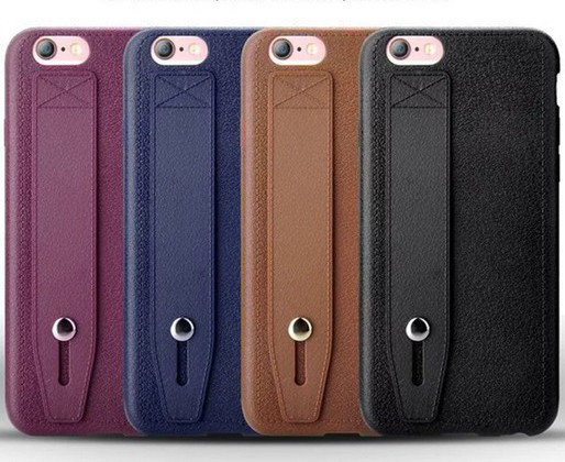 Leather pattern TPU pure color shockproof ultra thin brown soft case with stand for IphoneX 8 7plus 6s