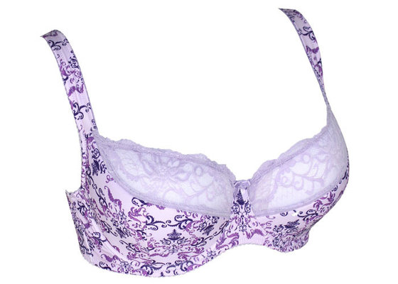 Light purple Fashion Floral Print Full Figured Bras with Racerback for Ladies