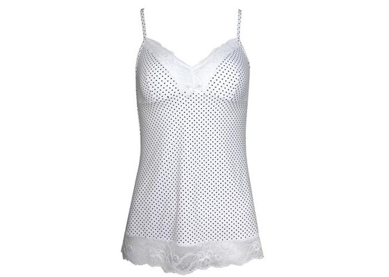 Vêtements de nuit blancs de femmes de robe-chemisier de V Neckine avec le point de polka noir