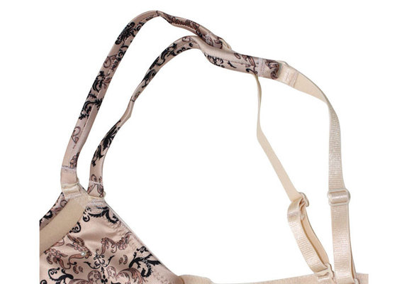 La jolie femme de sexe de mode capitonnée soulèvent le soutien-gorge floral de dentelle de satin de soutiens-gorge