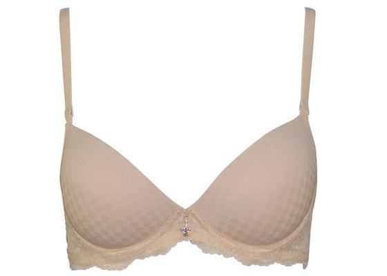Le stéréo beige a vérifié le gel de tissu de Microfiber capitonné soulèvent le soutien-gorge avec le soutien-gorge moulé de tasse