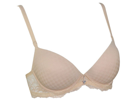 Le stéréo beige a vérifié le gel de tissu de Microfiber capitonné soulèvent le soutien-gorge avec le soutien-gorge moulé de tasse