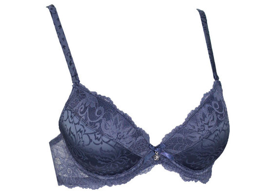 Le bleu marine a capitonné soulèvent le gel de soutiens-gorge capitonnant le satin de jacquard de Plounge/dentelle de haute catégorie