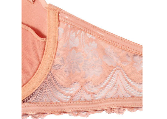 Pink  Exquisite workmanship Demi Cup Bra  Beautiful Lace Nice Bow