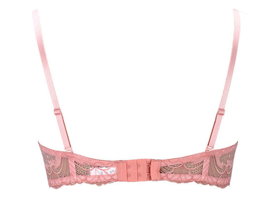 Pink  Exquisite workmanship Demi Cup Bra  Beautiful Lace Nice Bow
