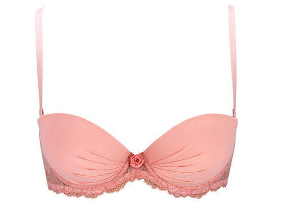 Pink  Exquisite workmanship Demi Cup Bra  Beautiful Lace Nice Bow