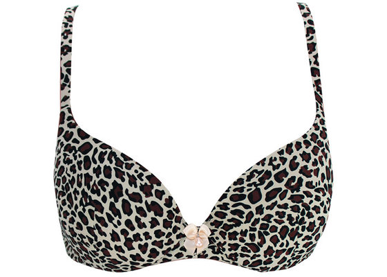 Soutiens-gorge sans couture d'impression noir du léopard des femmes avec la fermeture arrière, conception animale de sexe