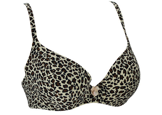 Soutiens-gorge sans couture d'impression noir du léopard des femmes avec la fermeture arrière, conception animale de sexe