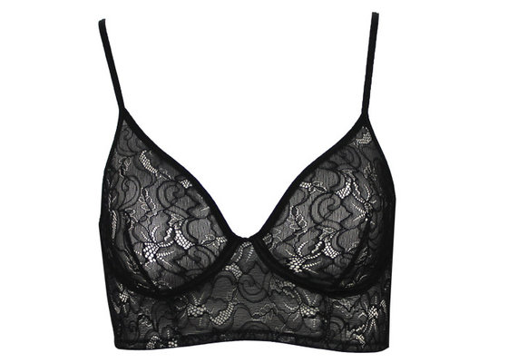 L'OEM noircissent le style sans fil de loisirs de Bralettes de dentelle de tasse de triangle de grâce